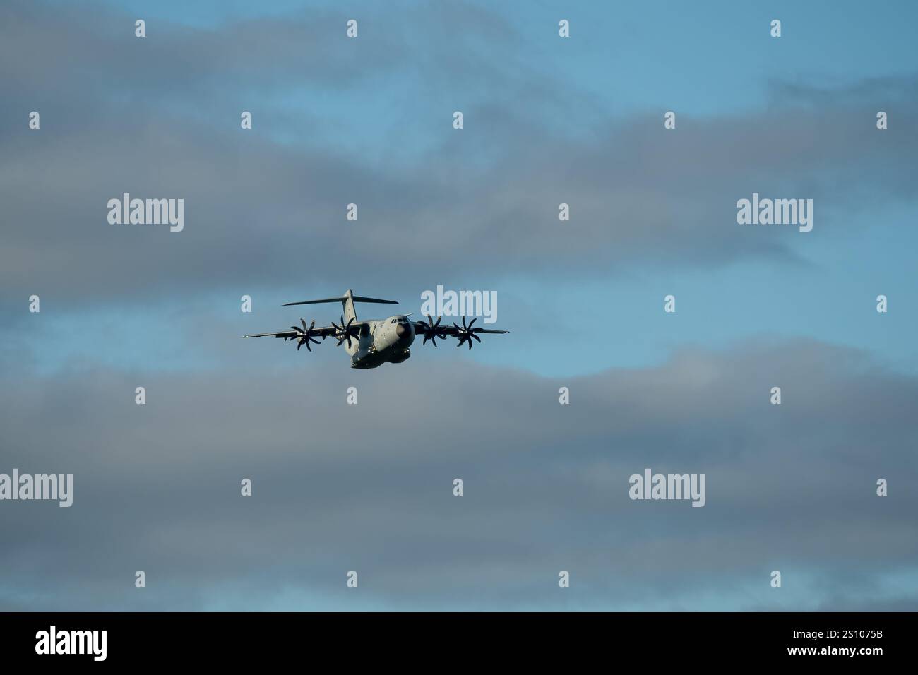 RAF Airbus C.1 A400M Atlas military transport aircraft in flight on a ...