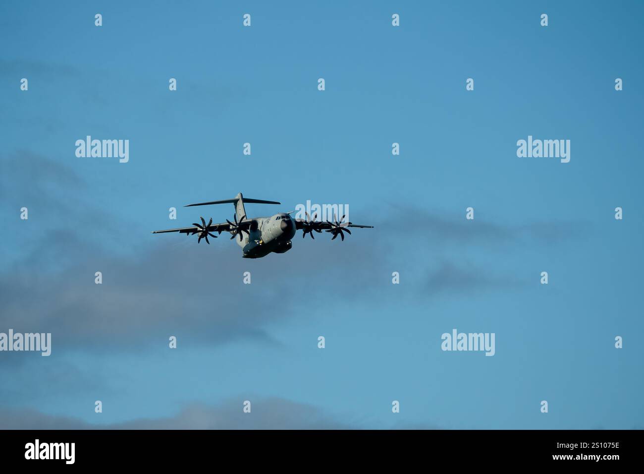 RAF Airbus C.1 A400M Atlas military transport aircraft in flight on a ...