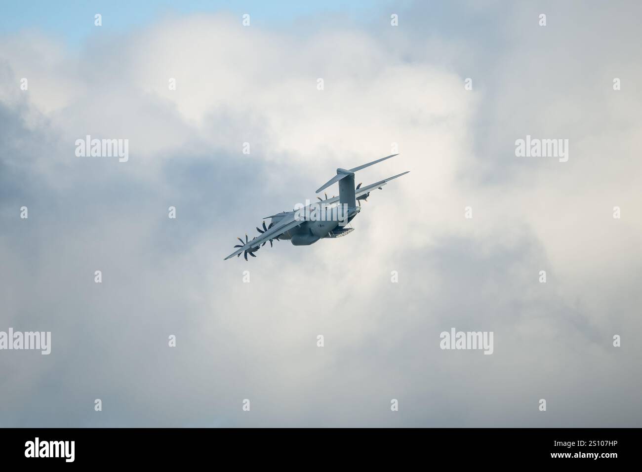 British RAF Airbus C.1 A400M Atlas in low level flight for a CDS ...