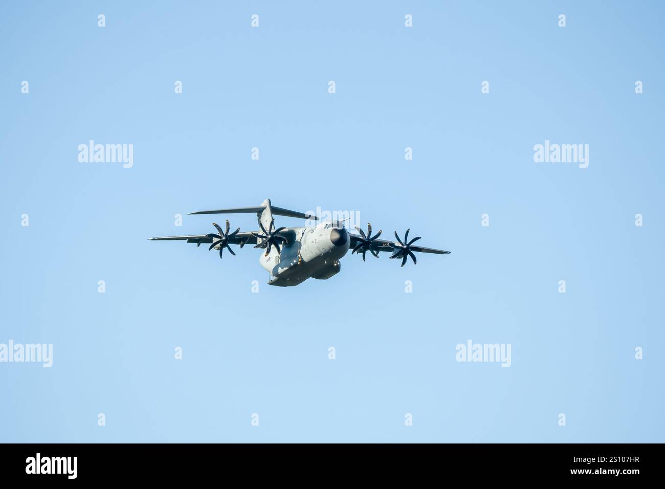 British RAF Airbus C.1 A400M Atlas in low level flight for a CDS ...