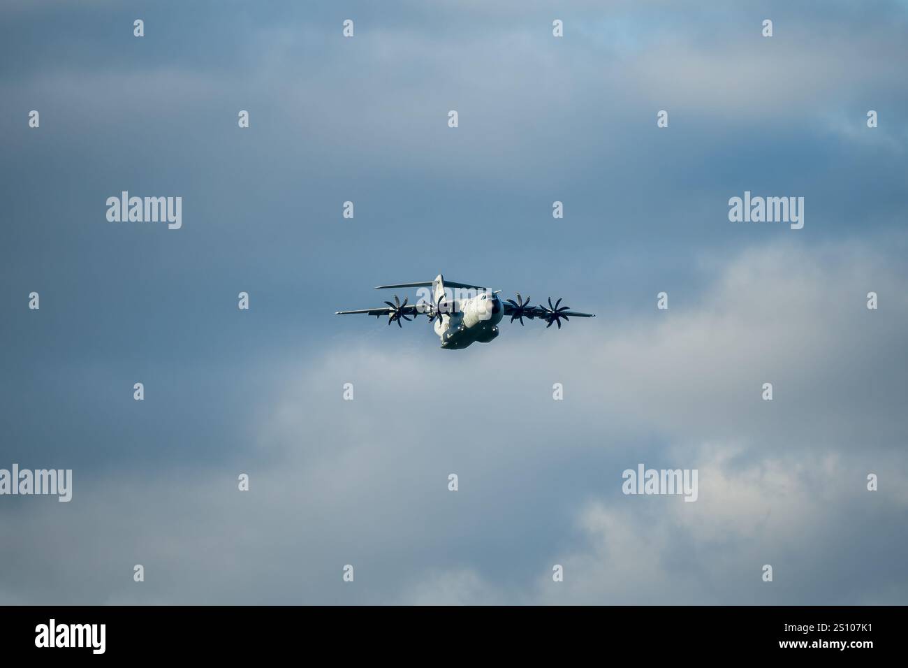 British RAF Airbus C.1 A400M Atlas in low level flight for a CDS ...