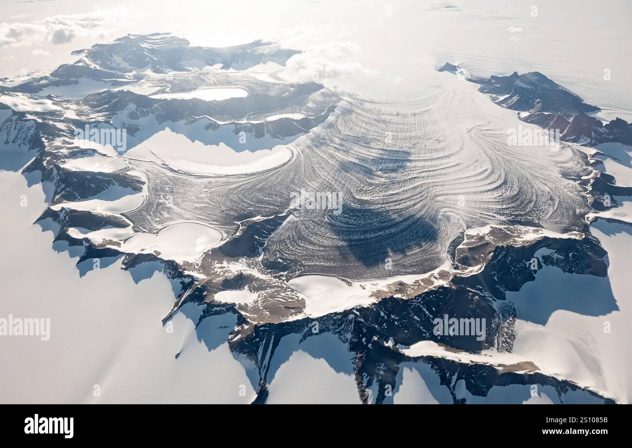 Antarctica top view. Schirmacher Oasis is a district in central ...