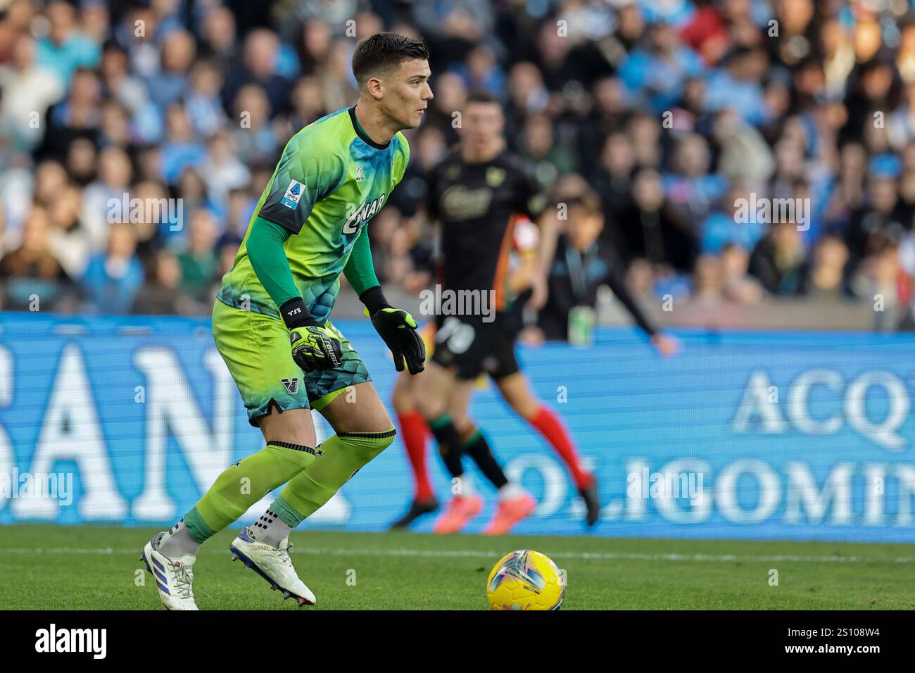 Venezia's Serbian goalkeeper Filip Stankovic controls the ball during ...
