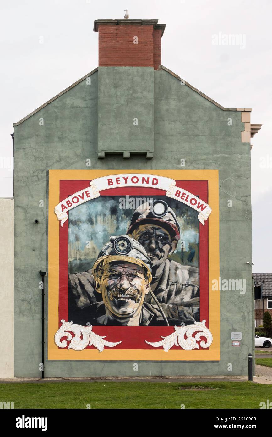 Seaham UK 30th December 2024 A mural loosely based upon a coal miner's ...