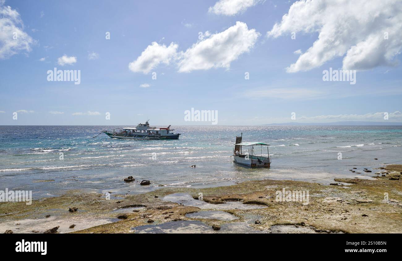 Seascape with ferry connecting the islands of Cebu and Bohol in the ...