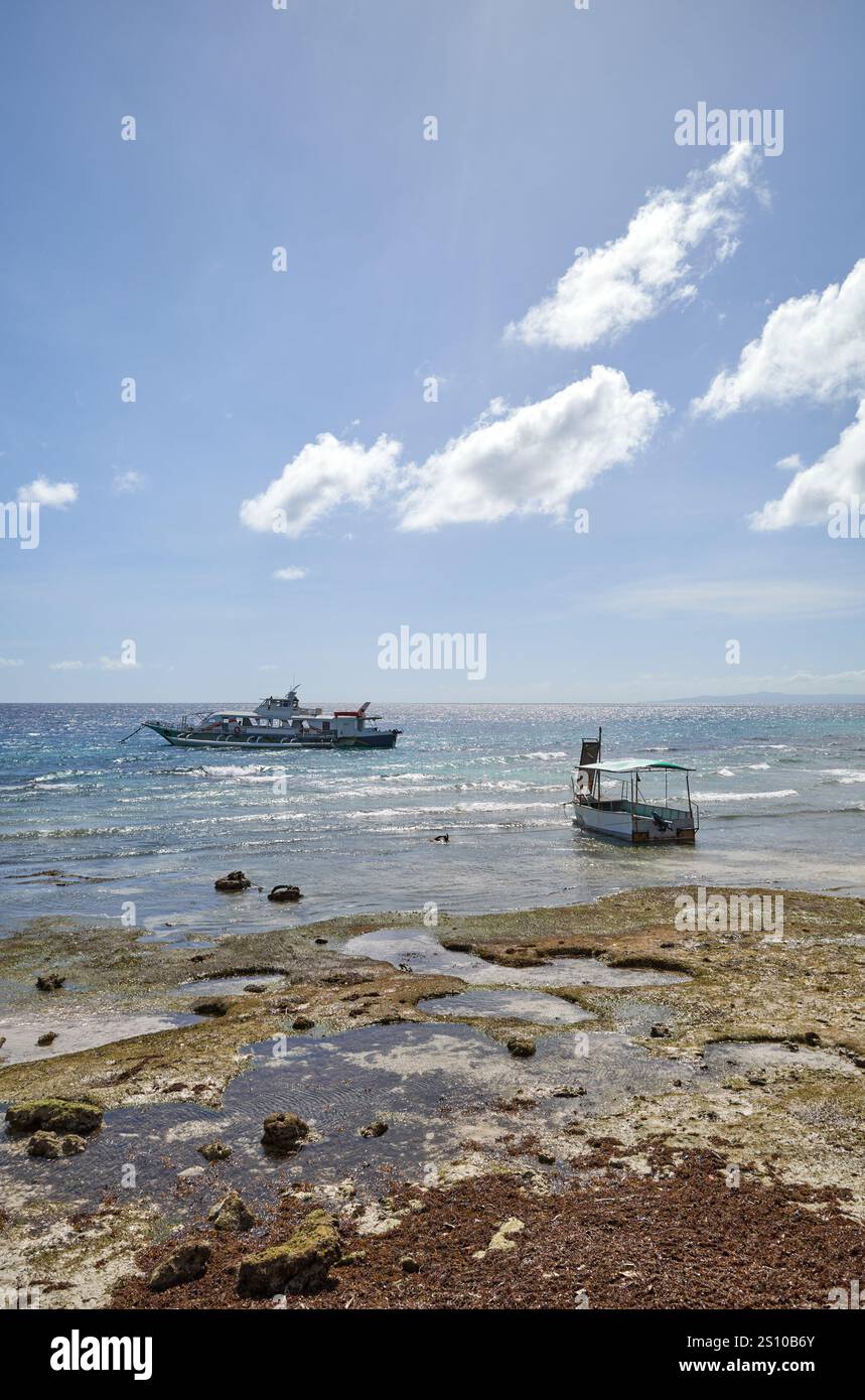 Seascape with ferry connecting the islands of Cebu and Bohol in the ...