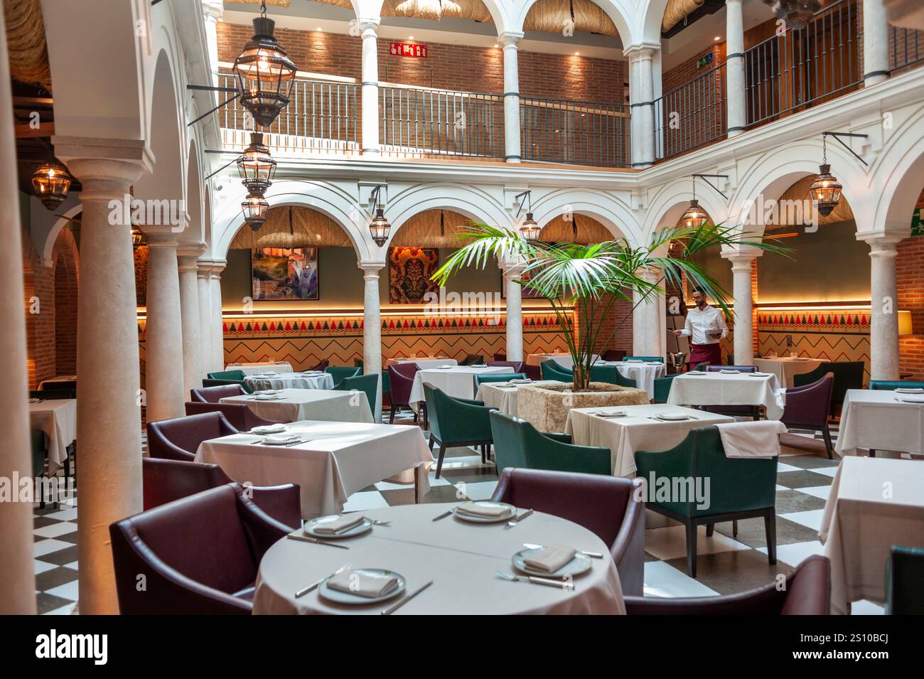 Malaga, Spain, Inside View, Classic Spanish Restaurant "Balaubta" Empty ...