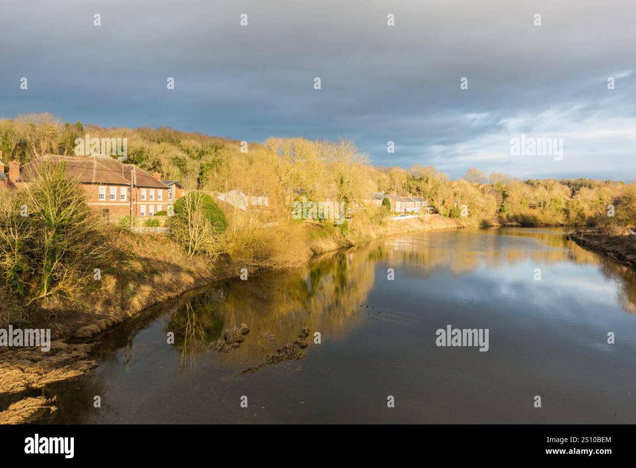 The river Wear seen from Fatfield Bridge in December, England, UK Stock ...