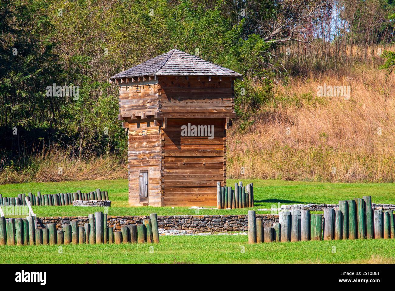 Tellico Blockhouse, Tellico Lake, Tennessee. A reconstructed American ...