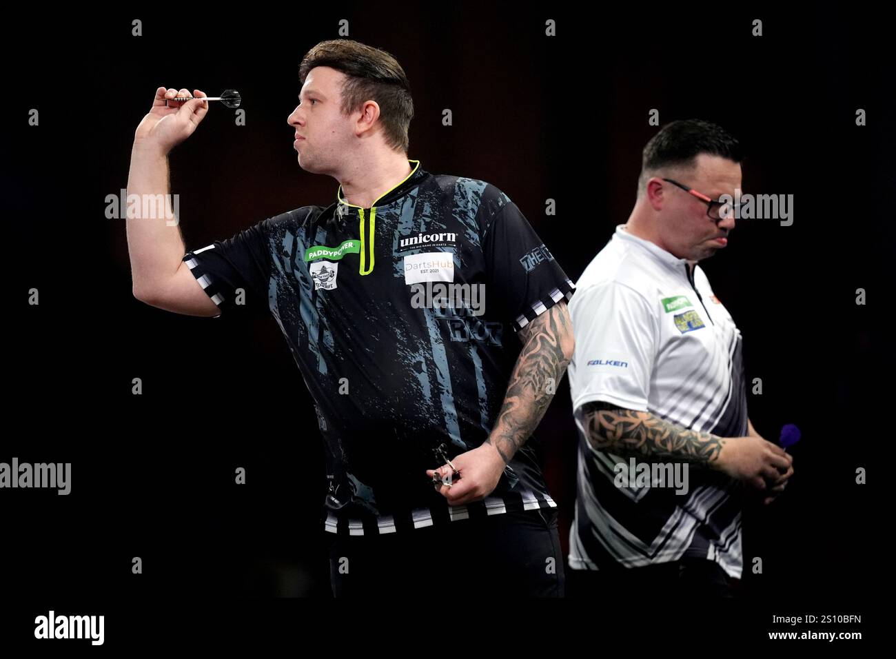 Callan Rydz throws during his match with Robert Owen during day ...