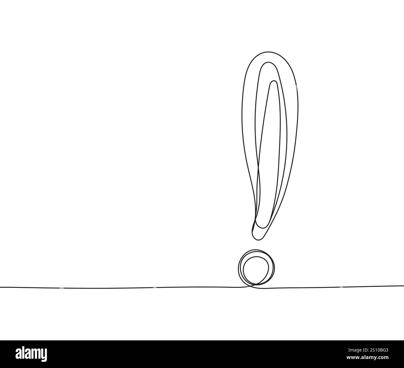 Exclamation mark icon in continuous line style. A symbol expressing ...