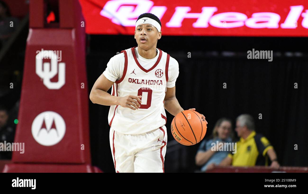 Oklahoma guard Jeremiah Fears pushes down the court during the first ...