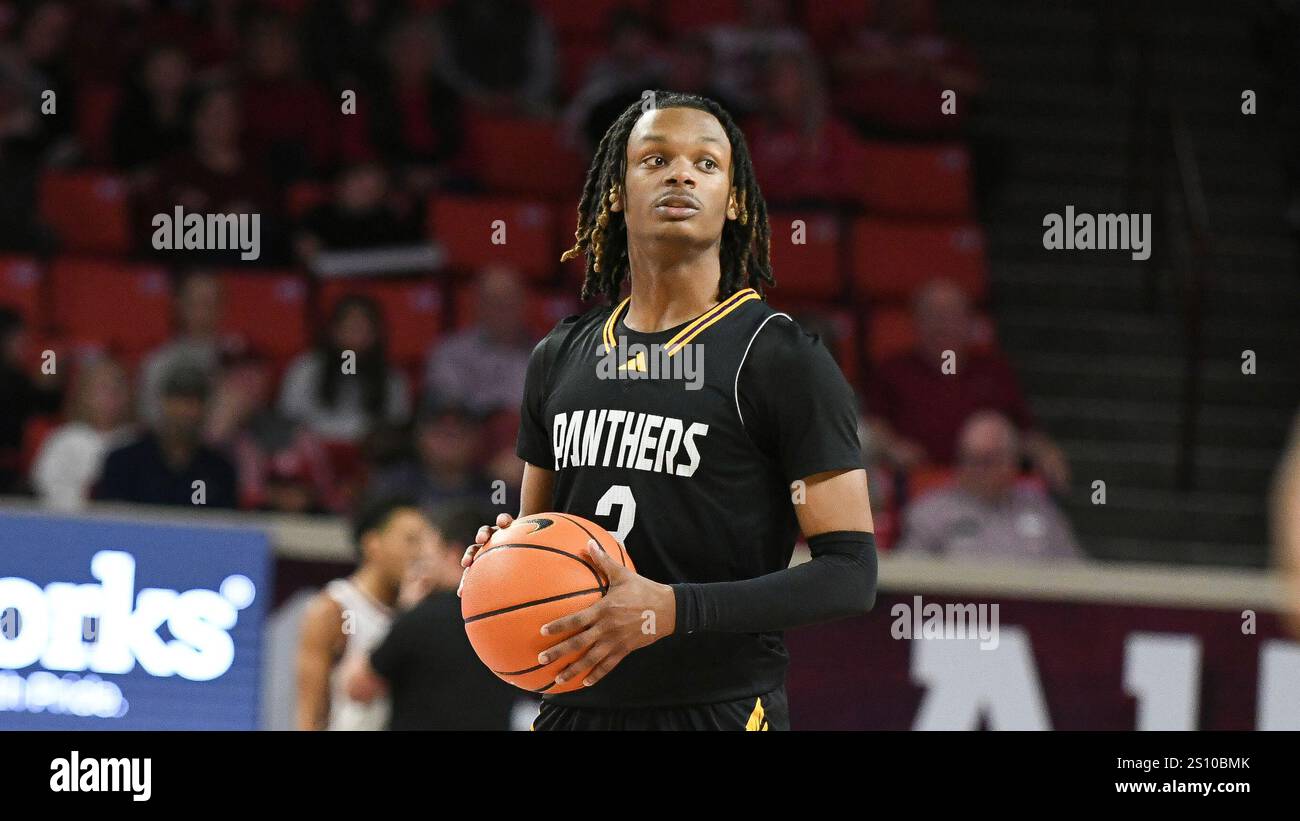 Prairie View A&M guard John-Paul Ricks pushes down the court during the ...
