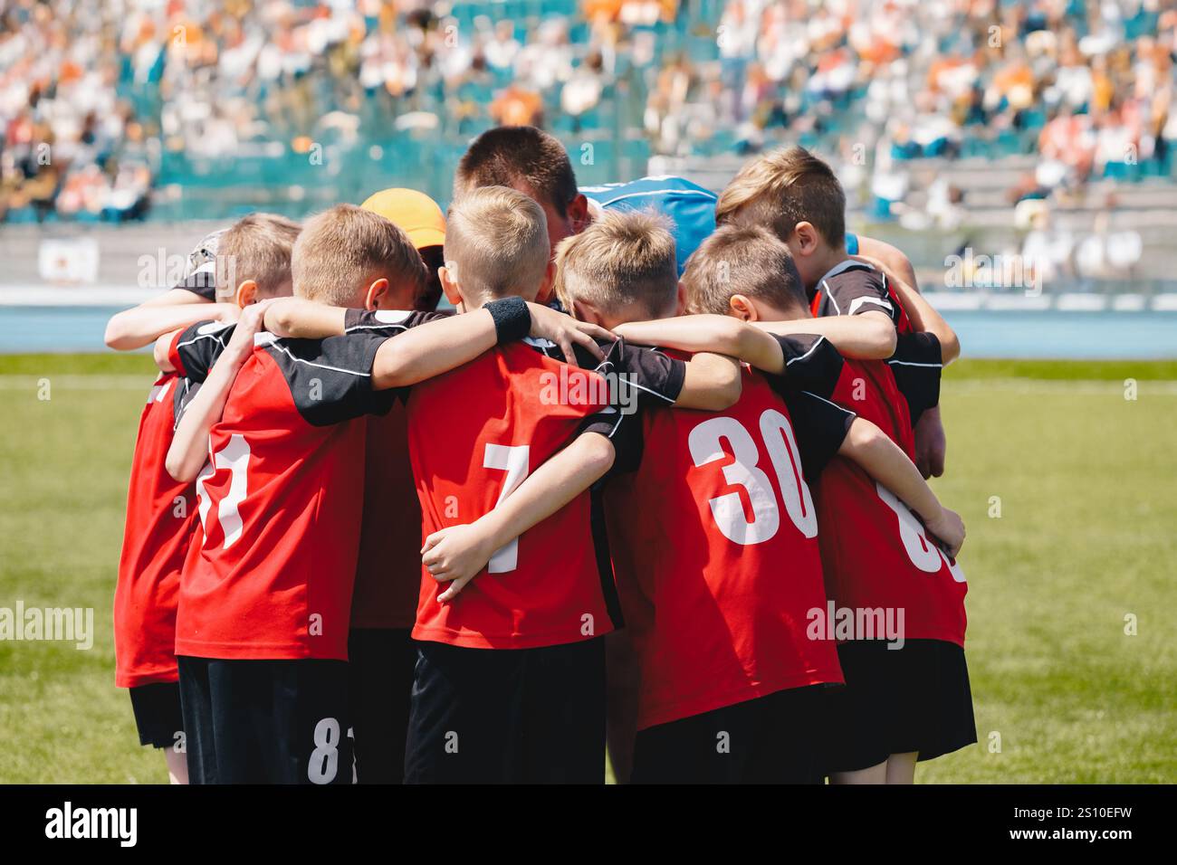 Teenage boys in a sports team. Sports team friendship. Group of sports ...