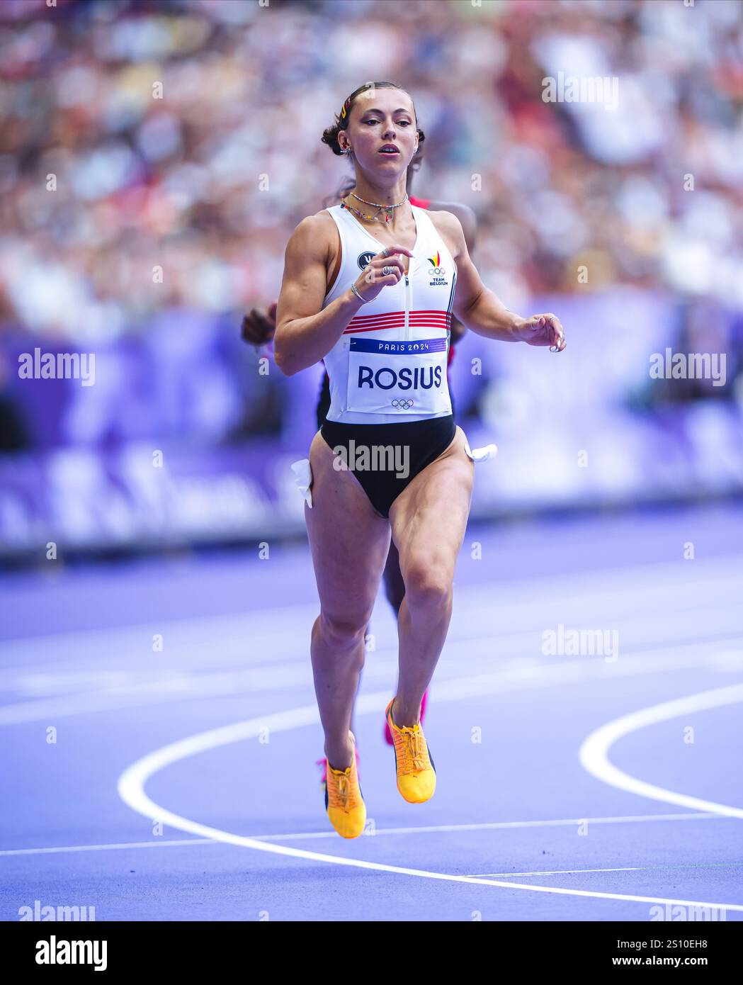 Rani Rosius participating in the 100 meters at the Paris 2024 Olympic ...
