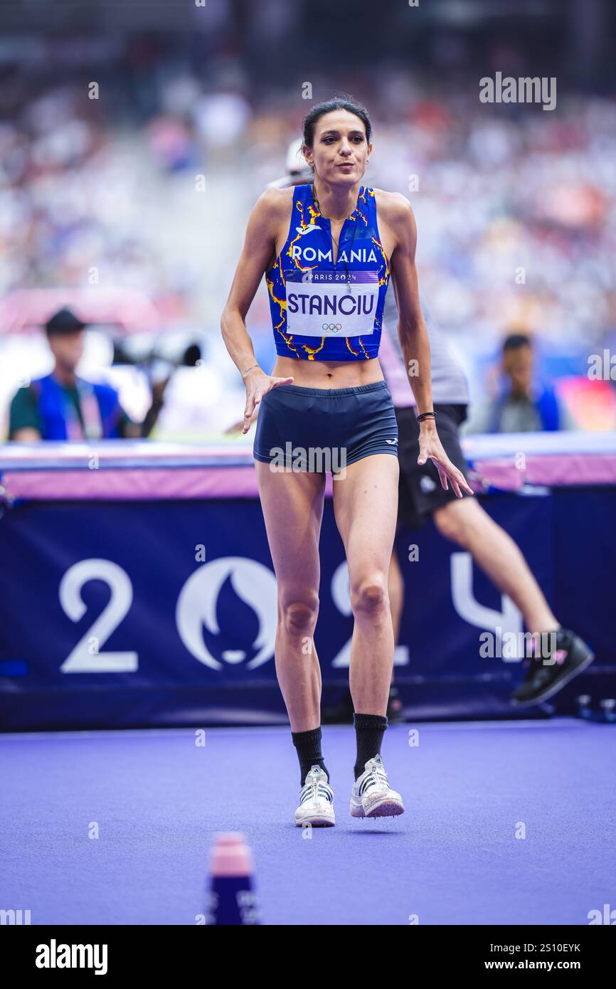 Daniela Stanciu participating in the high jump at the Paris 2024 ...