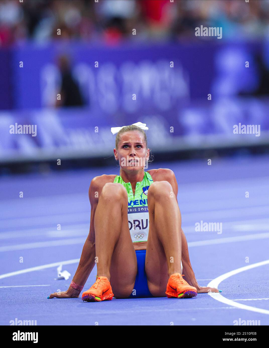 Anita Horvat participating in the 800 meters at the Paris 2024 Olympic ...