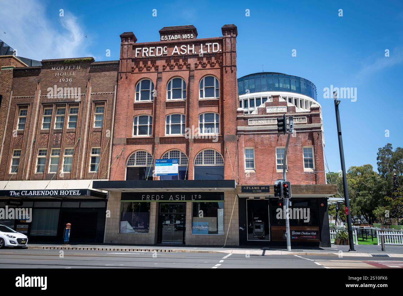 Historical buildings on Hunter Street, Newcastle, NSW, Australia Stock ...