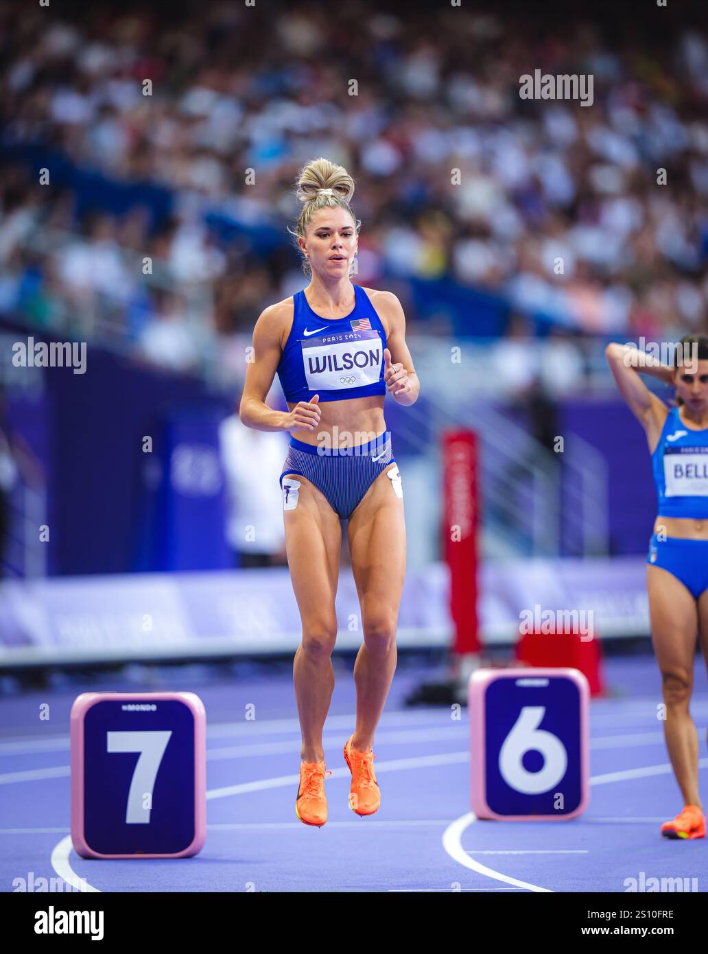 Allie Wilson participating in the 800 meters at the Paris 2024 Olympic ...