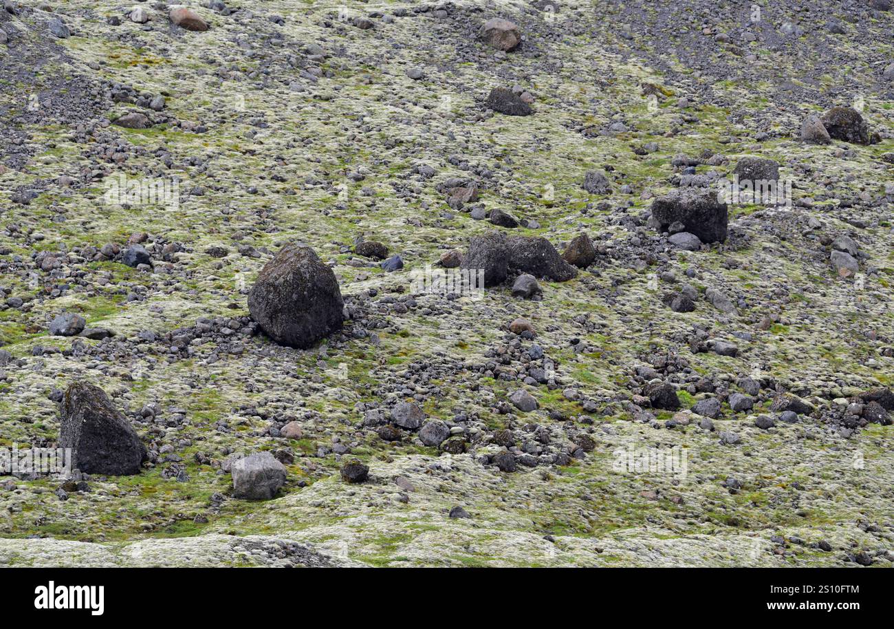 Kviarjokull glacier, lateral moraine and erratic blocks. Vatnajokull ...