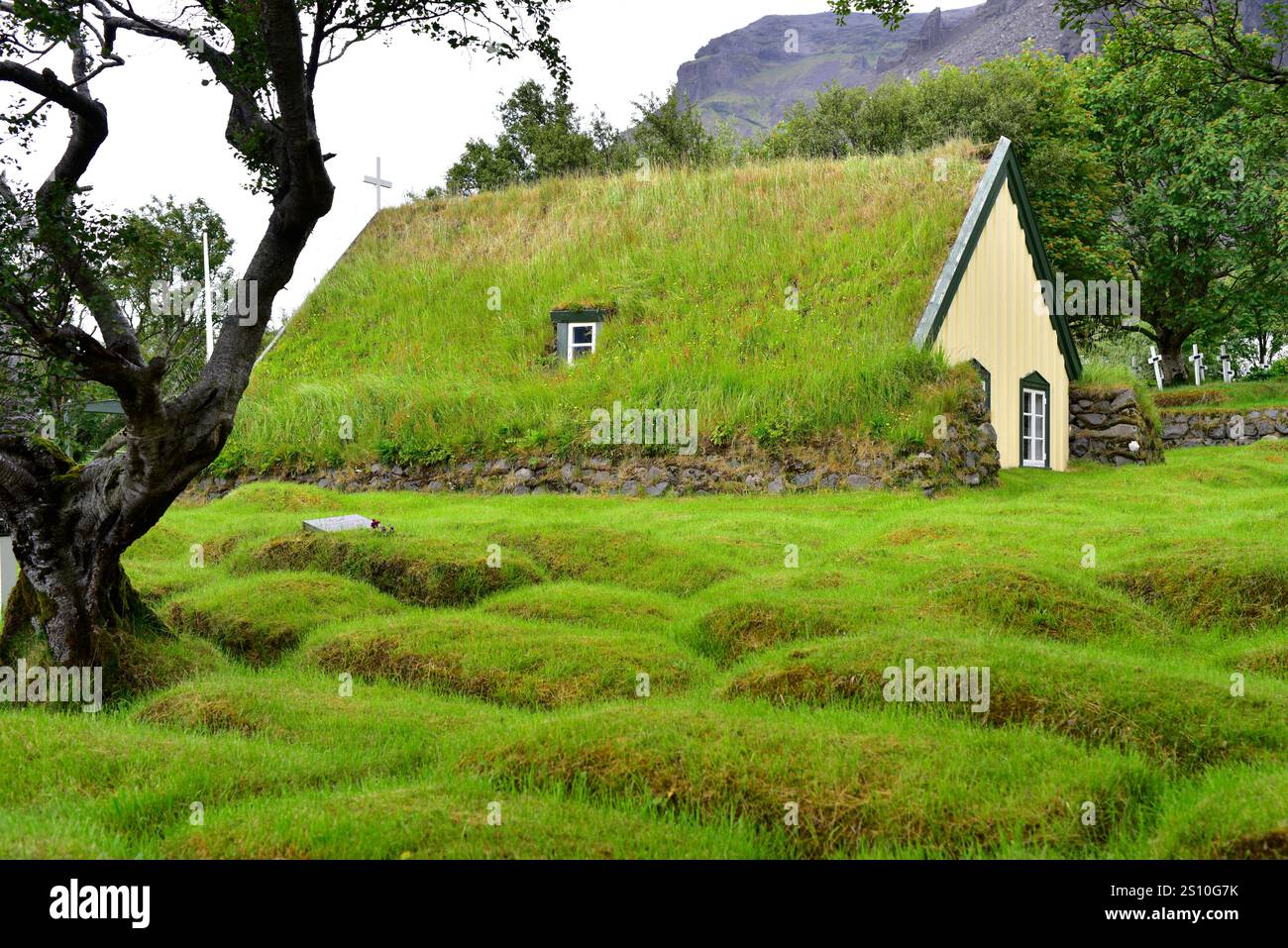 Hof, Hofskirkja, traditional church built on turf and wood (19th ...