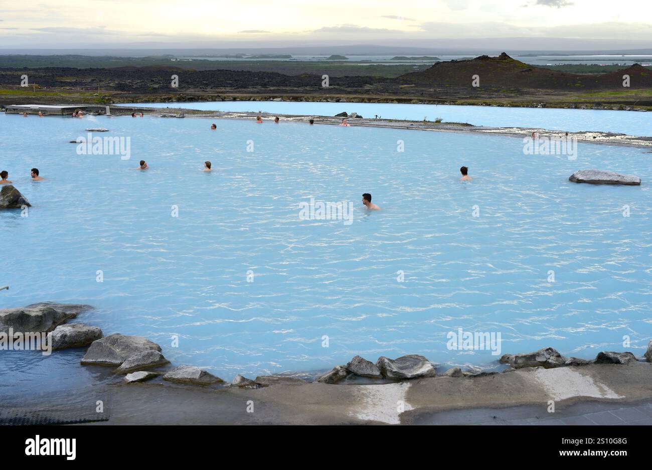Myvatn Nature Baths. At bottom Myvatn lake. Iceland Stock Photo - Alamy