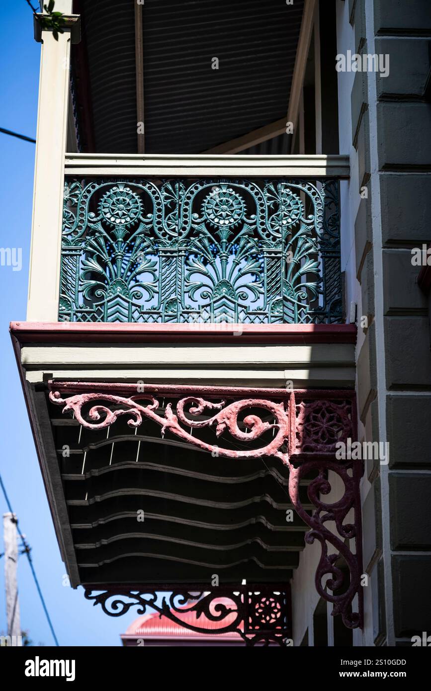 Residental house with ornamental metalwork balcony, Newcastle, NSW ...