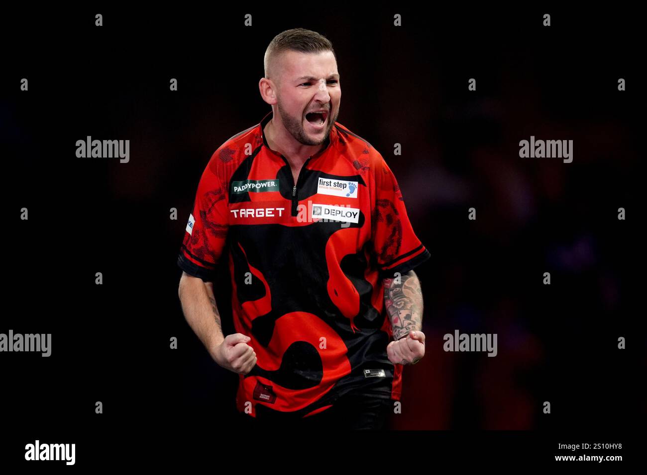 Nathan Aspinall reacts during his match against Ricardo Pietreczko ...