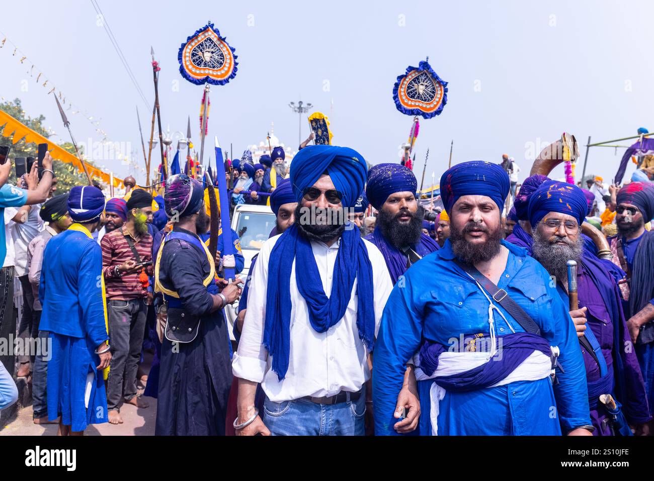 Group of sikh people (Nihang Sardar) during the celebration of Hola ...