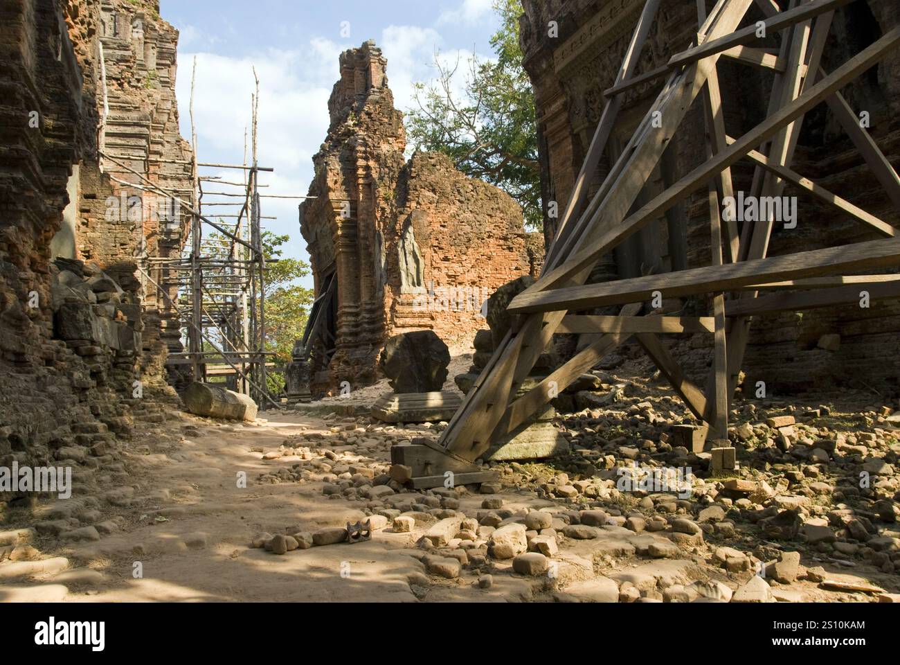 The Lolei temple of the Roluos group, a 9th century Hindu temple, is ...