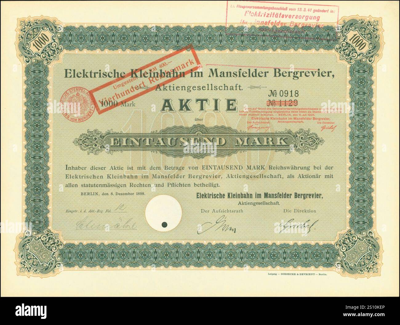 Elektrische Kleinbahn im Mansfelder Bergrevier AG 1898 Stock Photo - Alamy