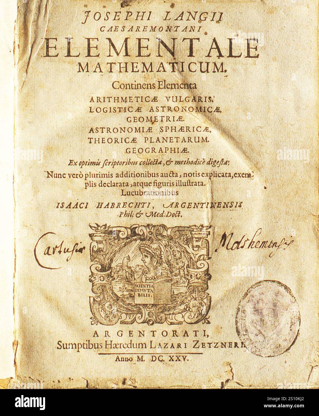 Elementale Mathematicum 1625 - Page de garde Stock Photo - Alamy