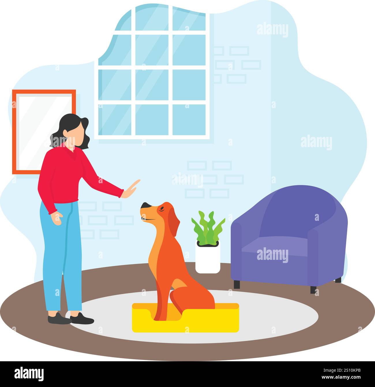 dog training commands Site and Down concept, Trainer teaching stay to ...