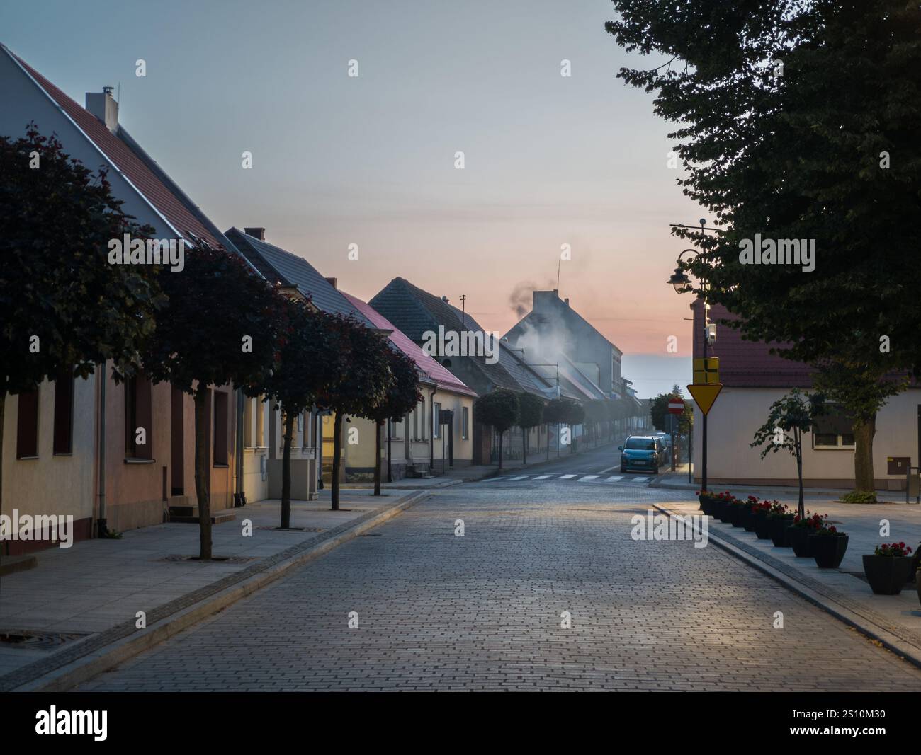 Cityscape of Powidz, popular summer resort known for its scenic lakes ...