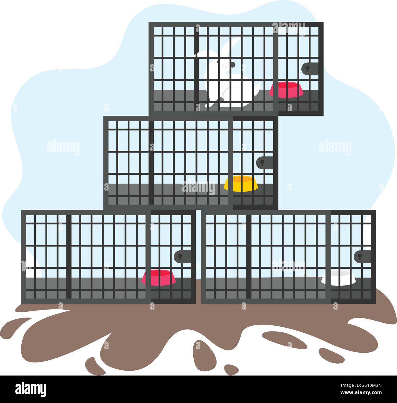 stack of Hutch for Cat logistics concept, sanctuary Metal Cages vector ...