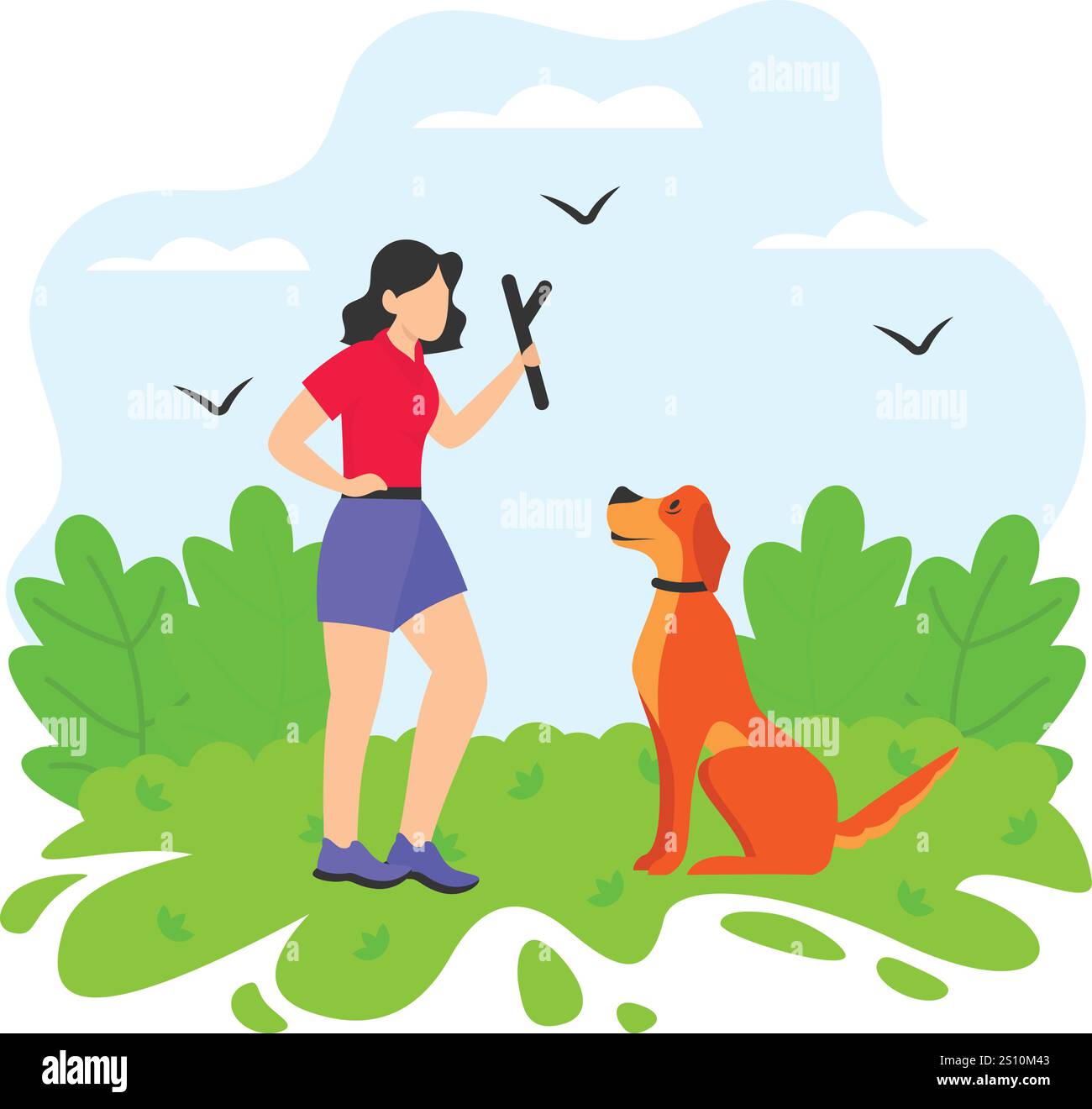 Girl Giving Motivating operations Training to Dog concept, Puppy ...