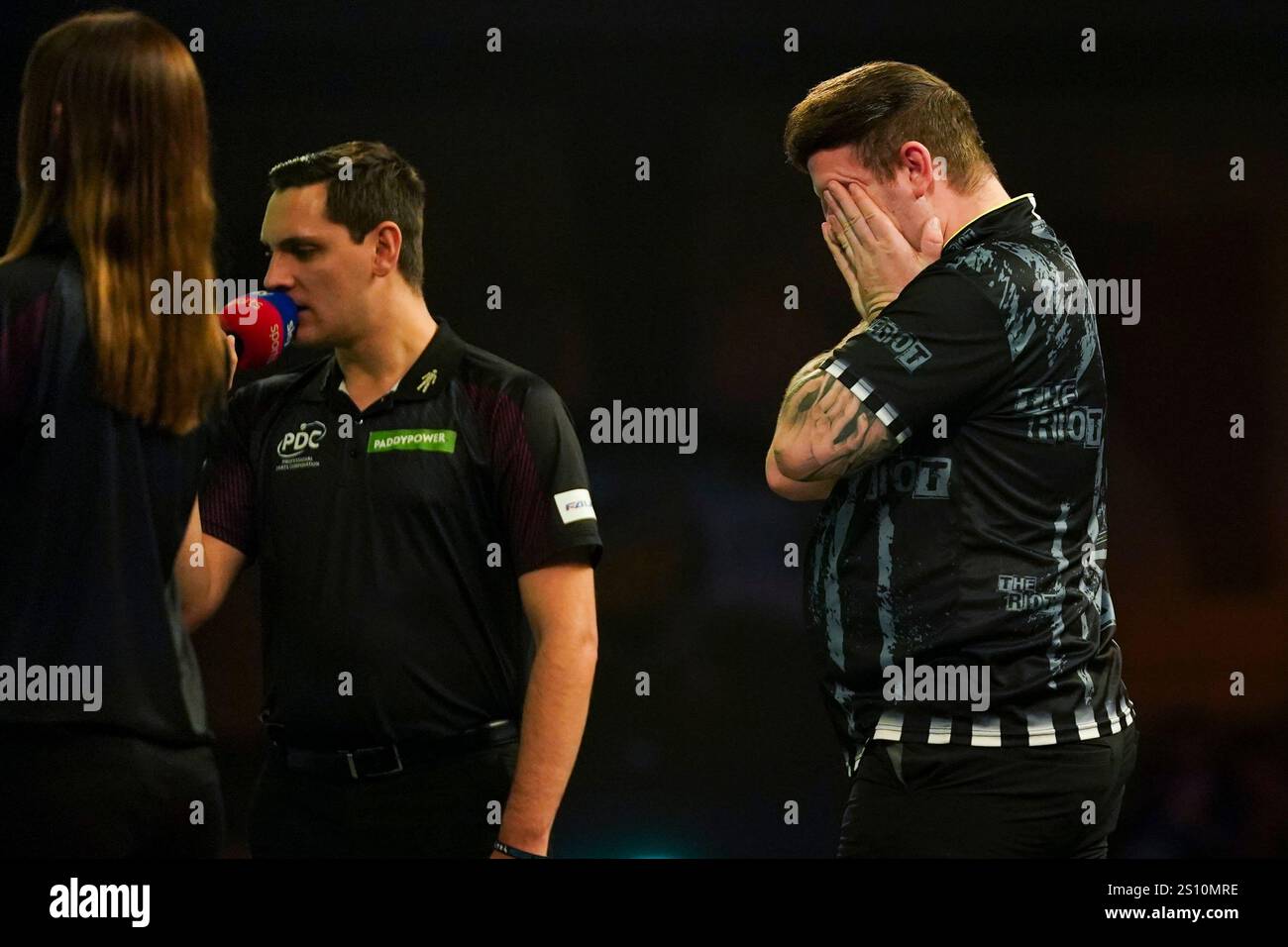 Callan Rydz of England, right, celebrates his victory in the round 4 ...