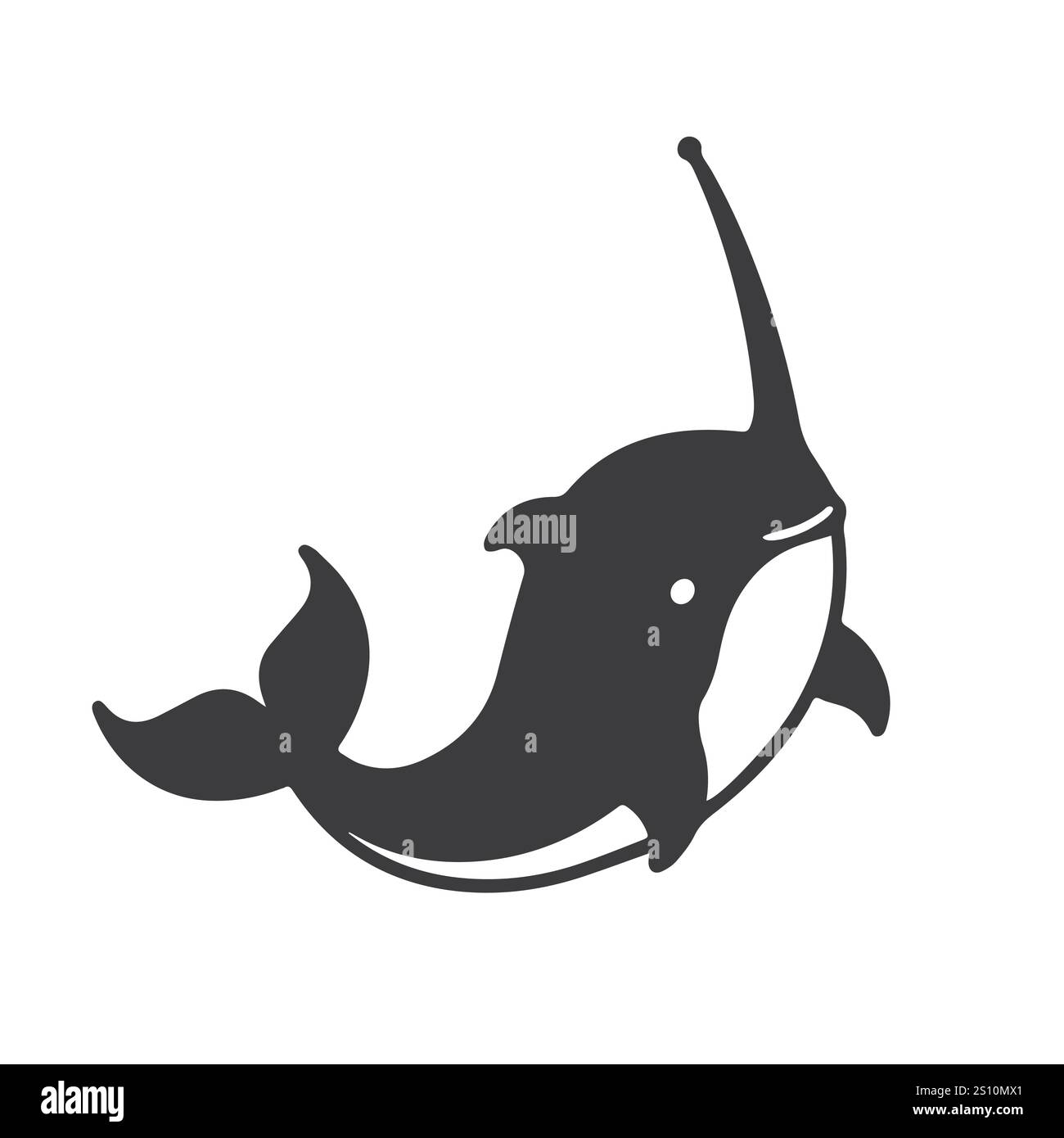 Black silhouette vector illustration of a narwhal Stock Vector Image ...