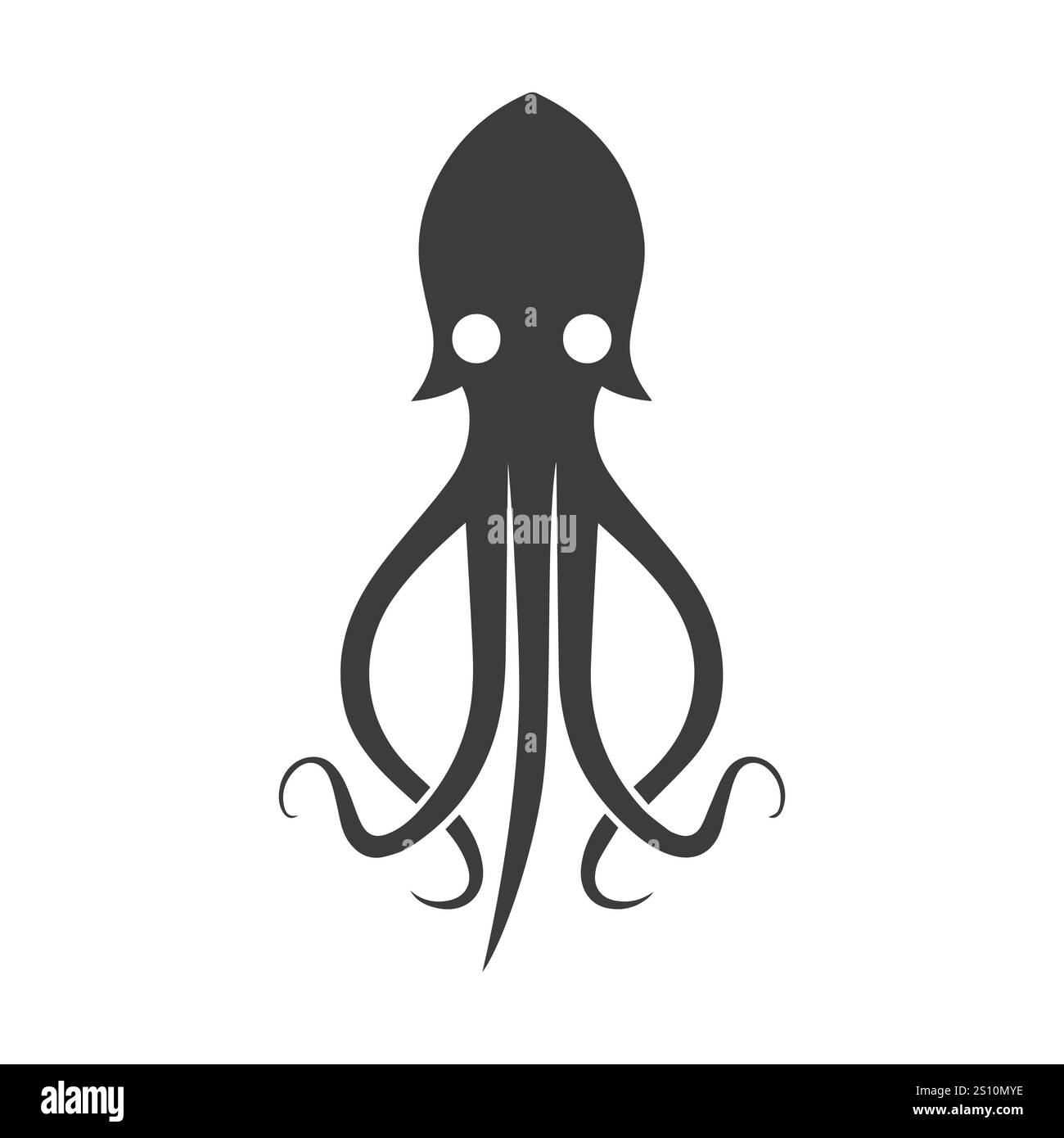 Black silhouette vector illustration of a squid Stock Vector Image ...