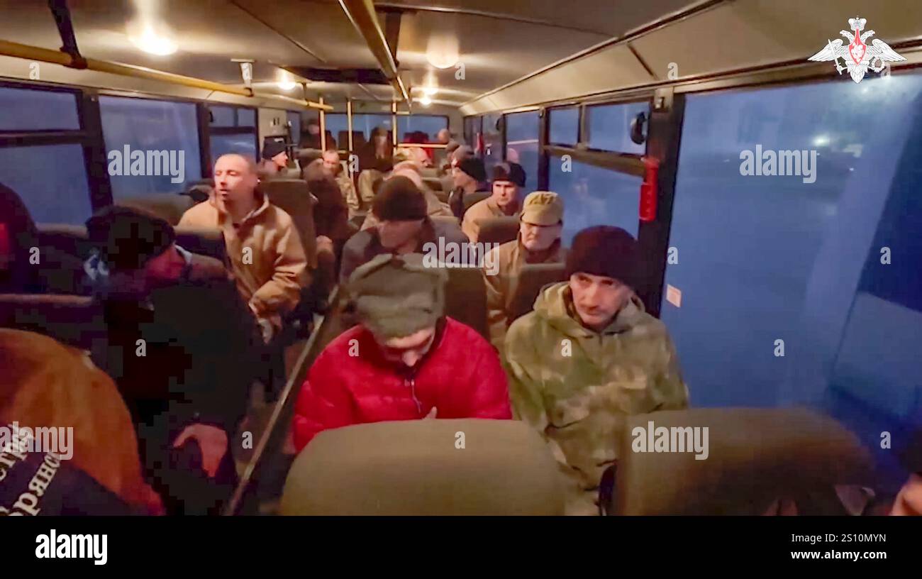 In this photo taken from video released by the Russian Defense Ministry ...