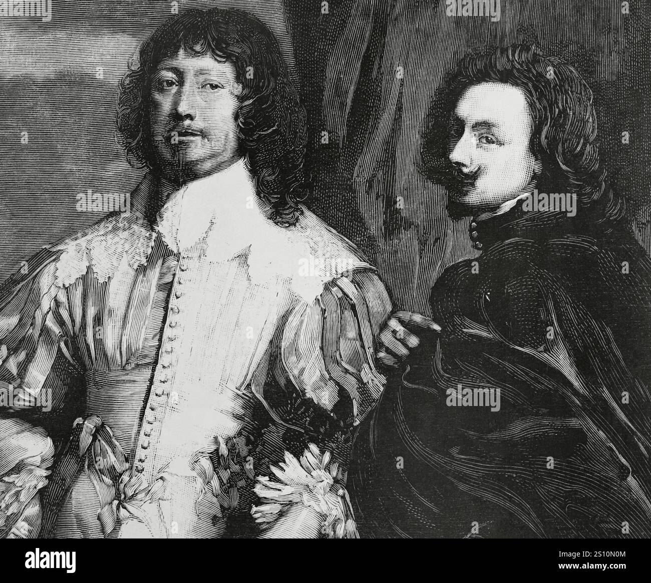 Endymion Porter and Anthony van Dyck. Engraving by Bernardo Rico (1825 ...