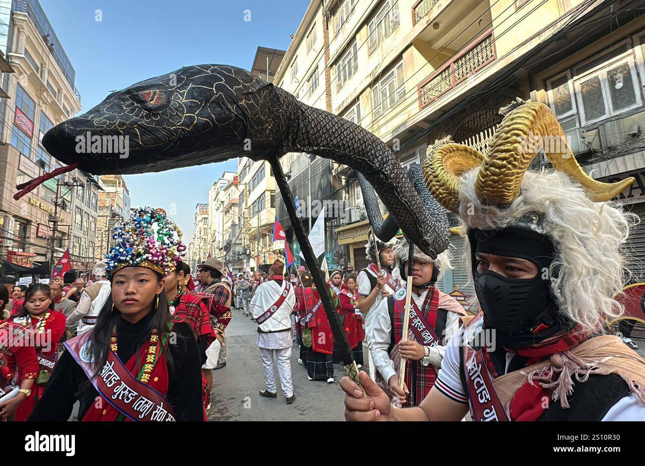 Kathmandu, Nepal. 30th Dec, 2024. People from ethnic Gurung community ...