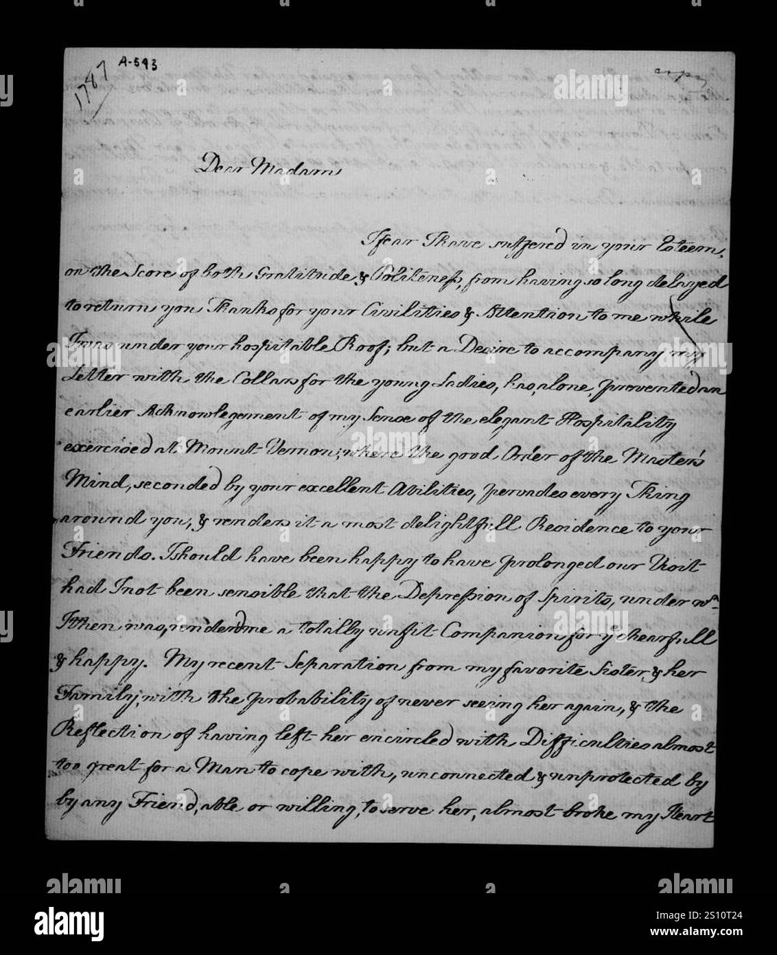 Elizabeth Willing Powel Letter, to Mrs. Martha Washington, 30 November ...