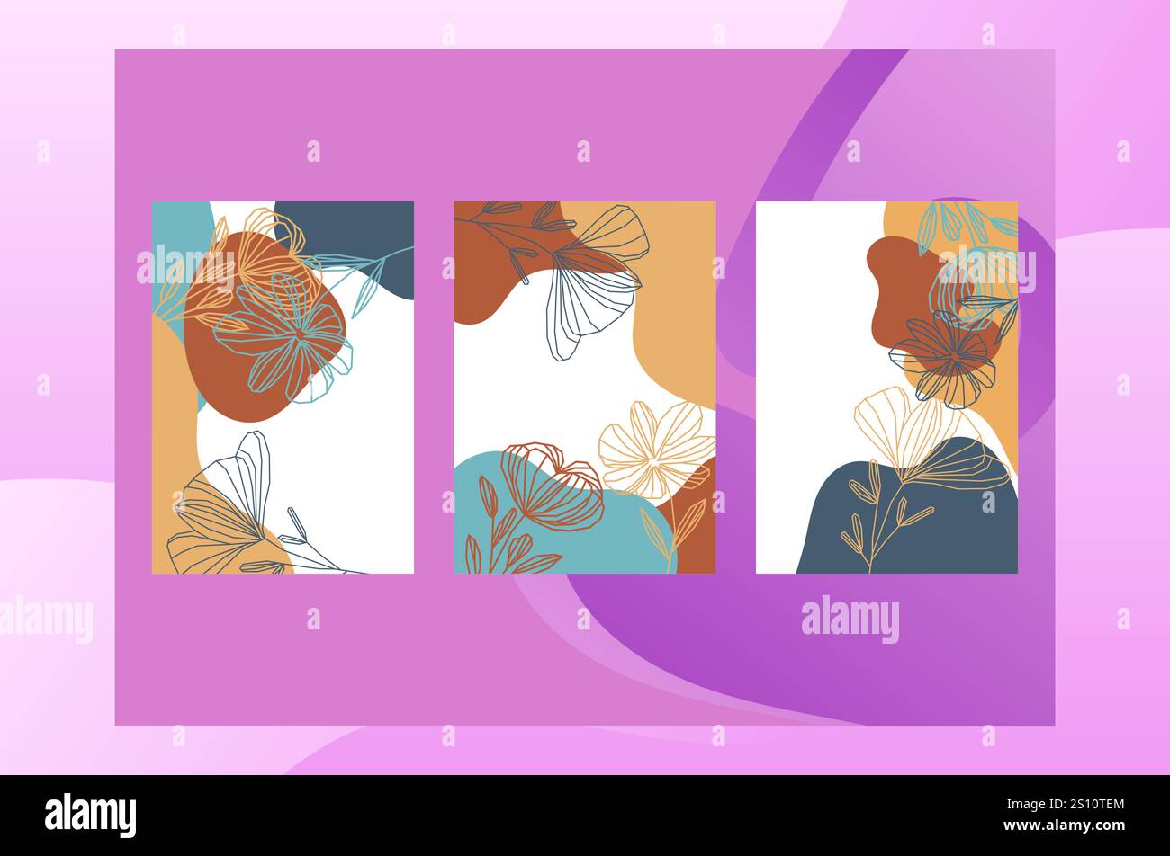 A trio of abstract floral designs, blending organic shapes and a ...