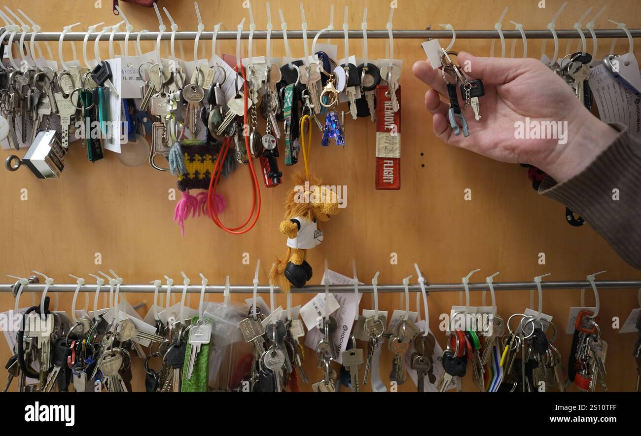 Hamburg, Germany. 30th Dec, 2024. Keys handed in hang on a wall in the ...