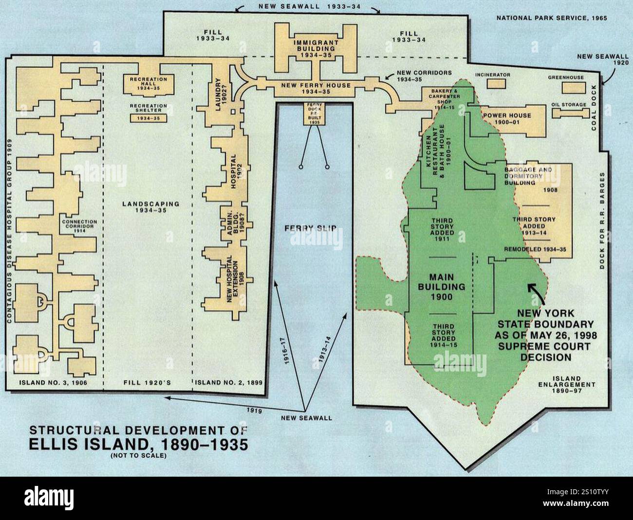 Ellis Island 1890 - 1935 NPS map Stock Photo - Alamy