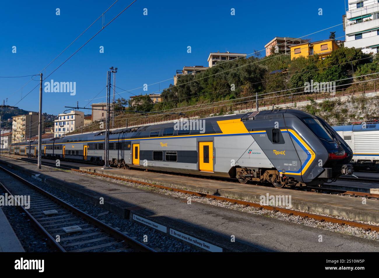 The Trenitalia Rock regional passenger train at the station in La ...