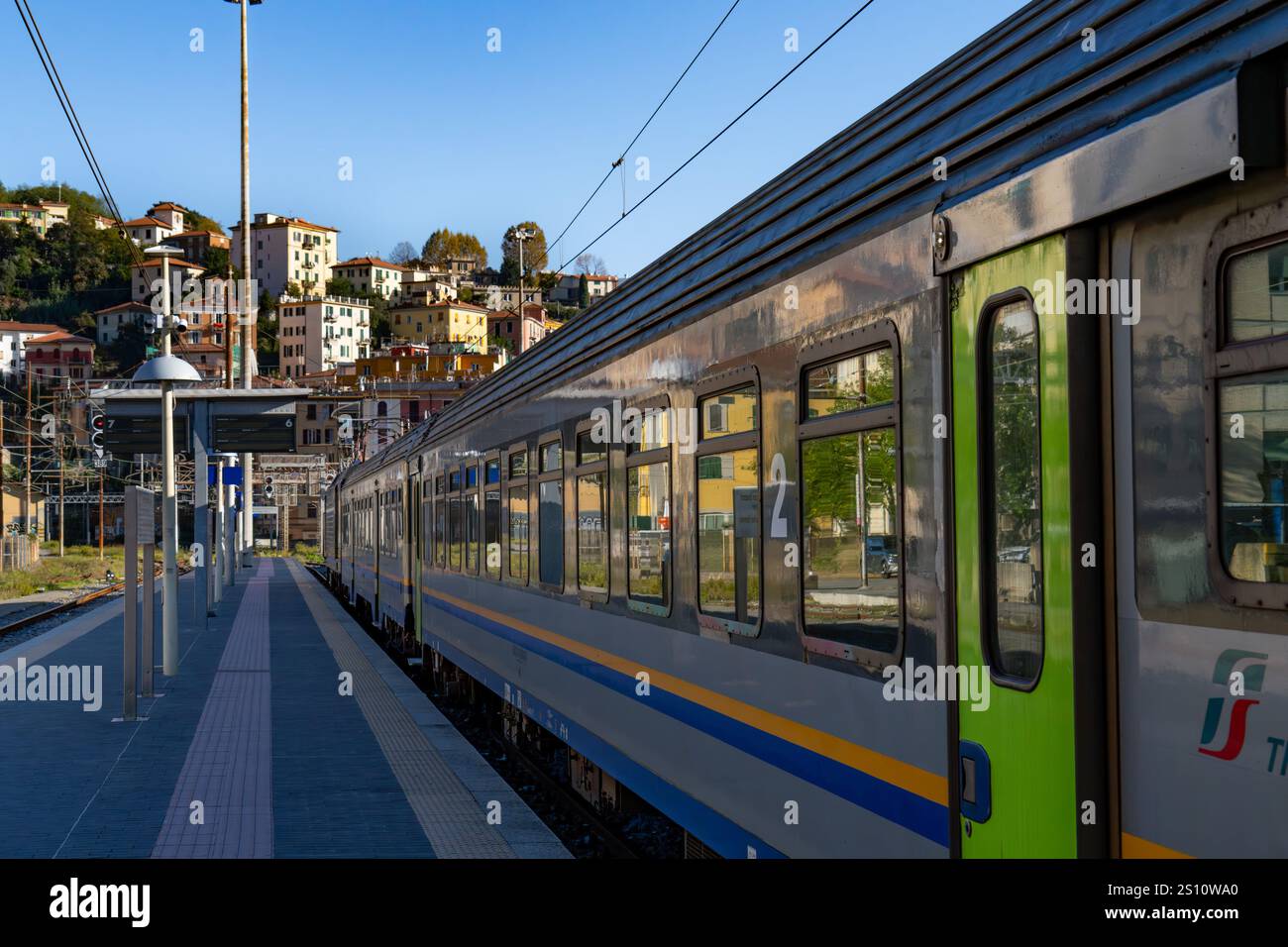 A Trenitalia Pop regional passenger train at the station in La Spezia ...