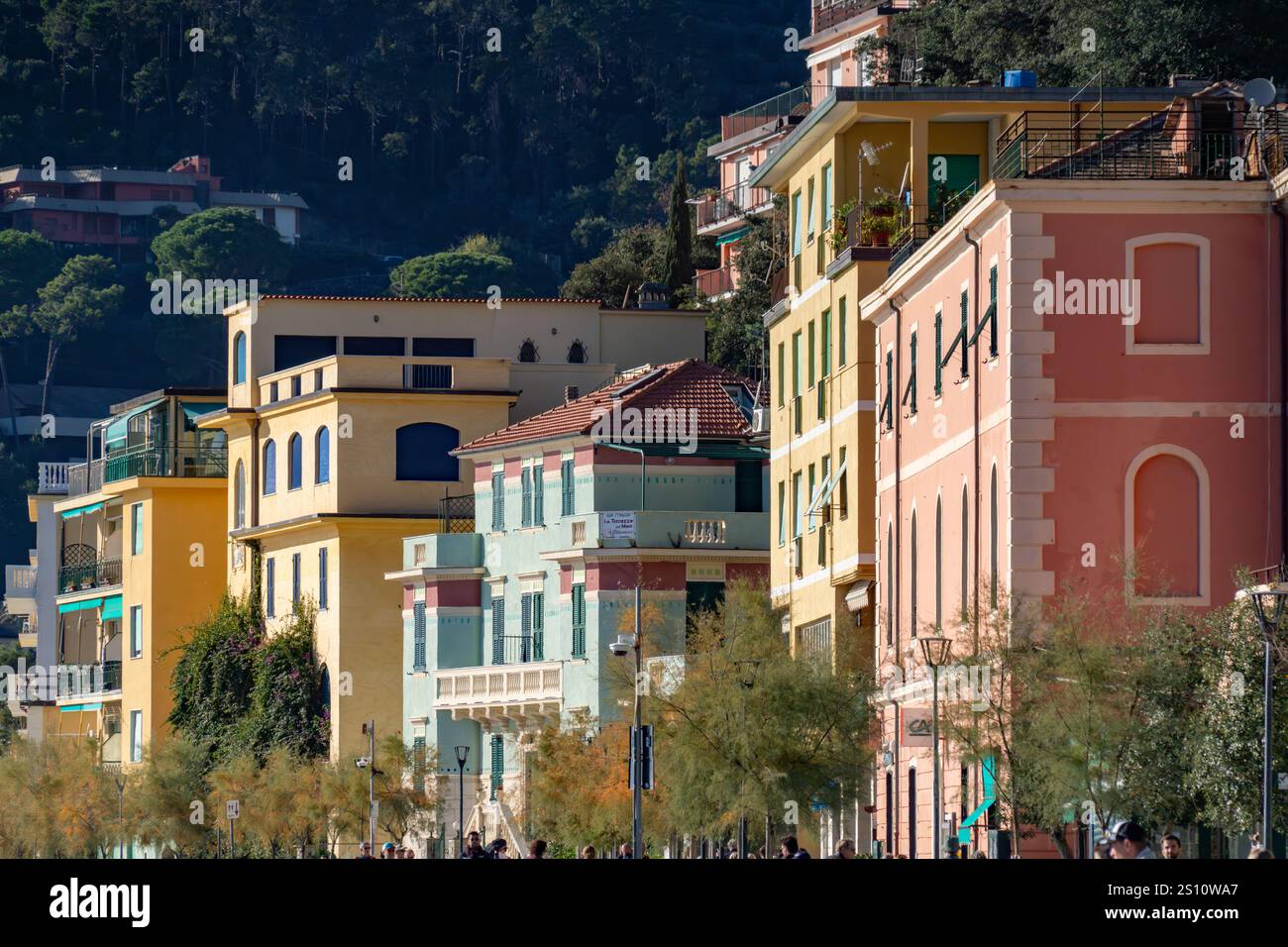Colorful buildings in the Fegina or new town area of Monterosso al Mare ...