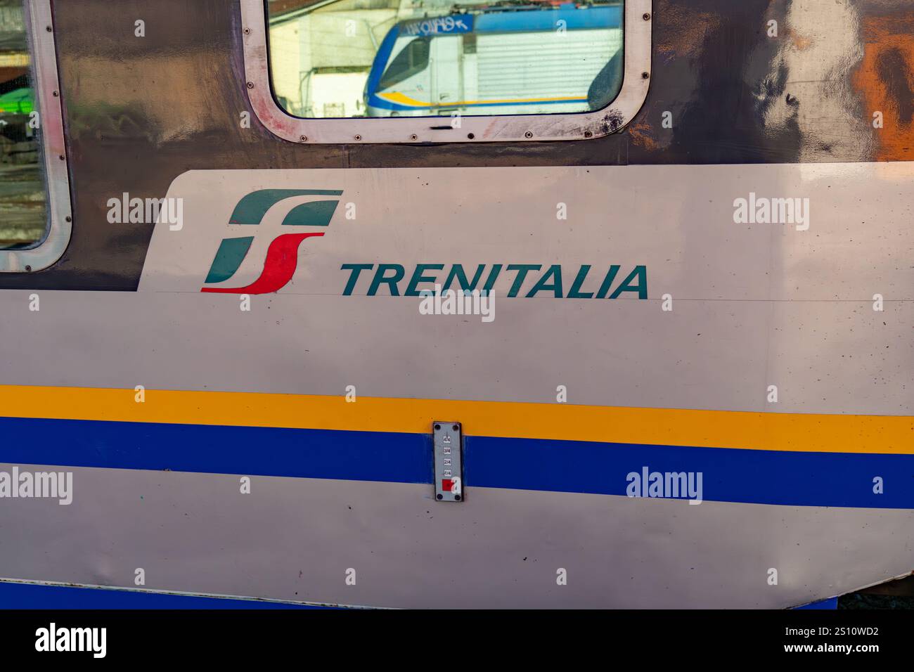 A Trenitalia Pop regional passenger train at the station in La Spezia ...